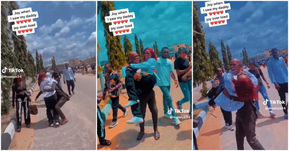 “your Papa Get Power” Proud Nigerian Dad Lifts Daughter In Public As
